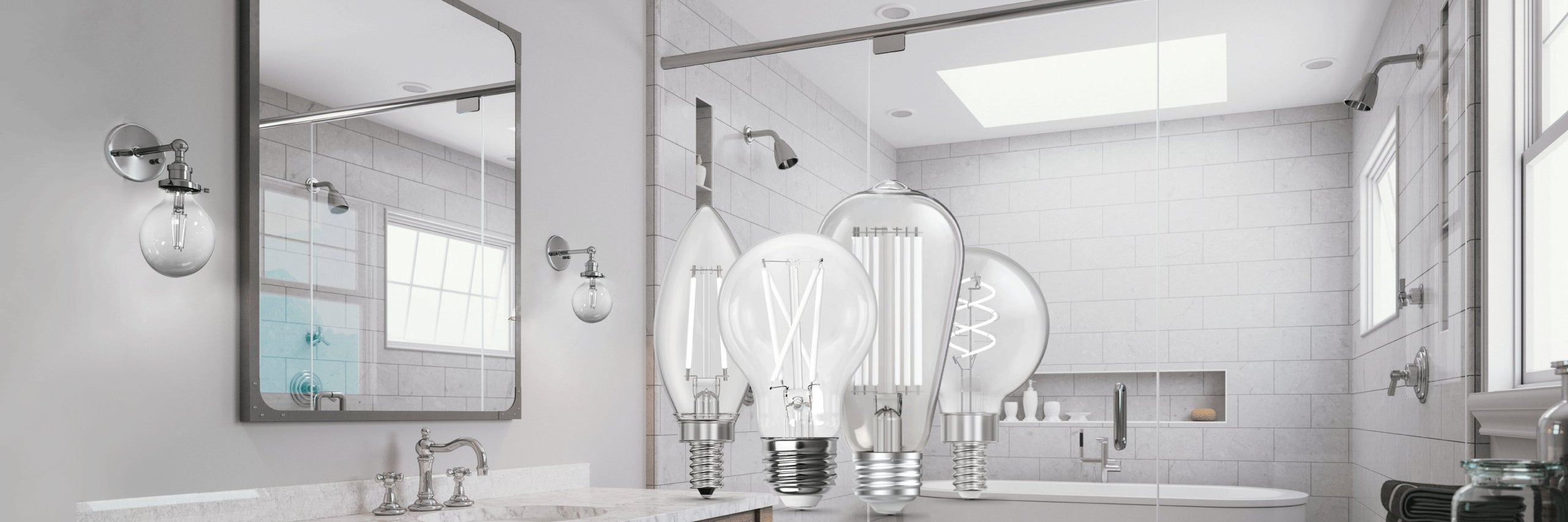 All White Filament Light Bulbs - Feit Electric