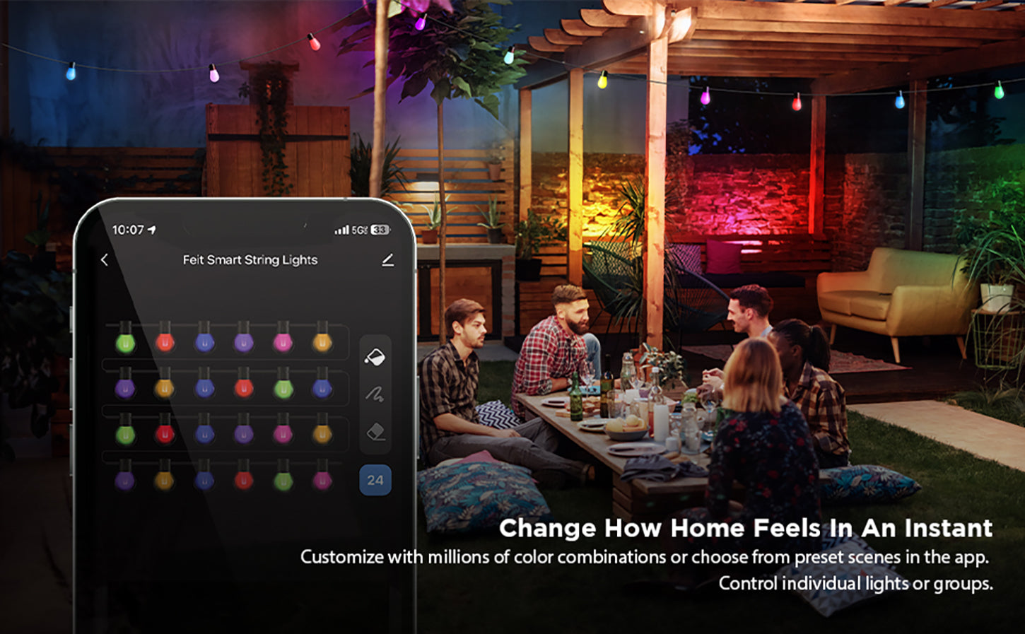 24 ft. Color Changing Smart LED String Lights