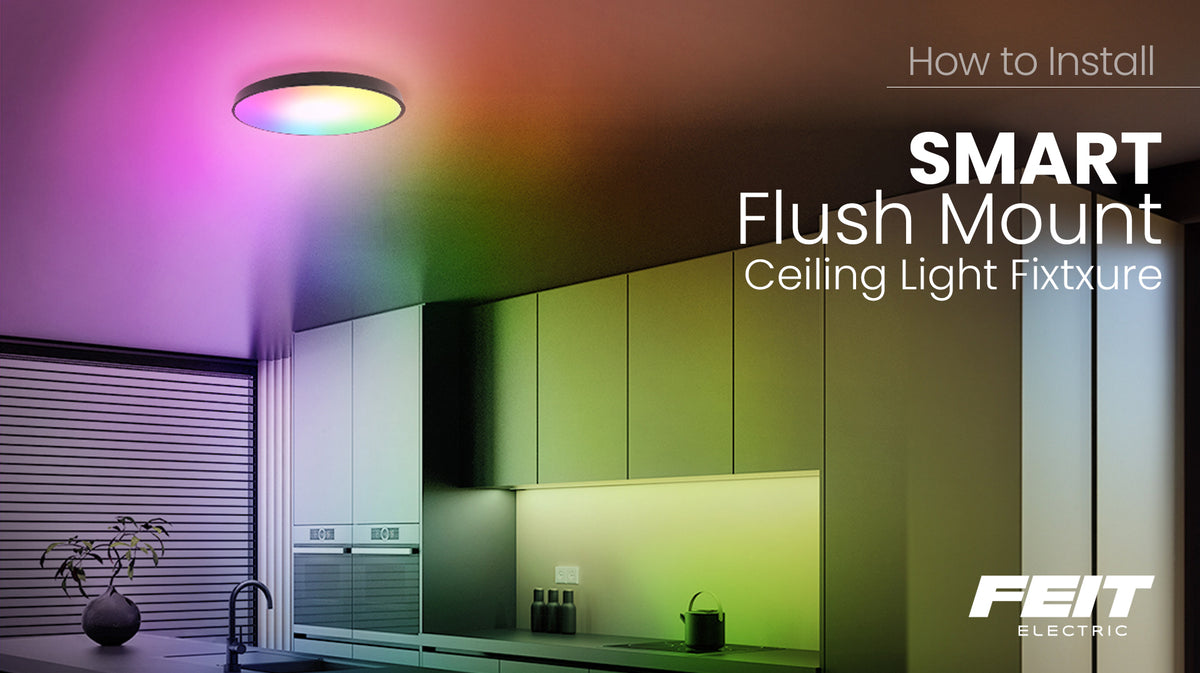 15 in. Round Smart Flush Mount Ceiling Light Fixture, Black